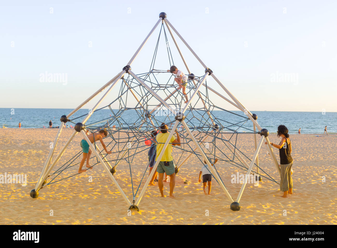 ROTA, SPAIN - SEPTEMBER 09, 2016: Rota Beach. Family enjoying at the ...