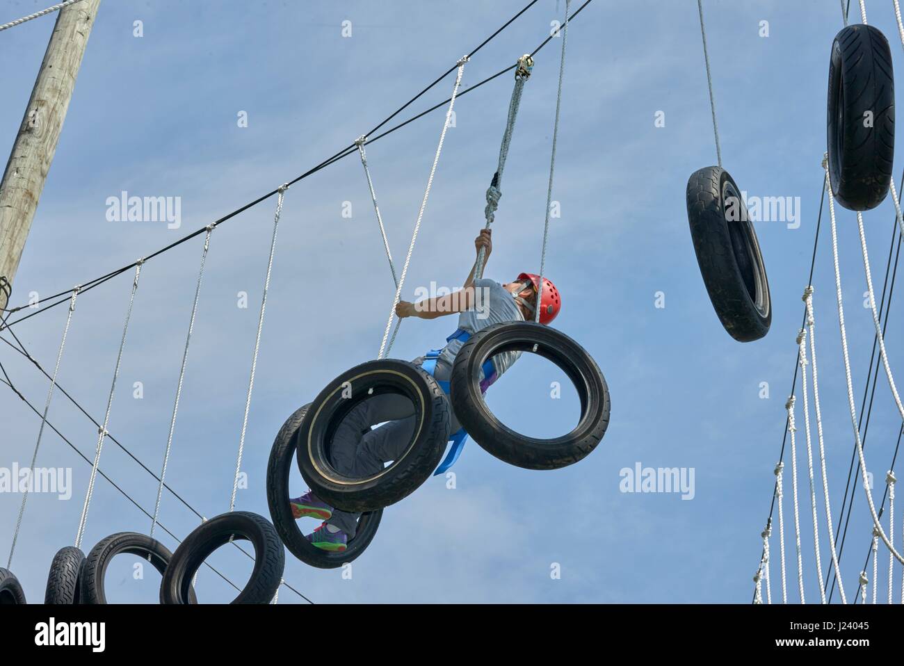 High Ropes Adventure Program Stock Photo - Alamy
