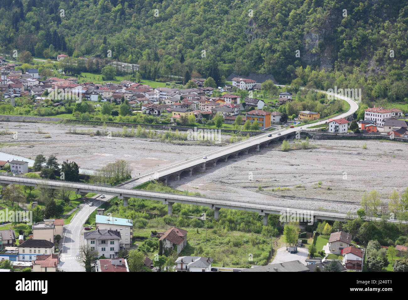 aerial view of a long bridge and dried river without water Stock Photo ...