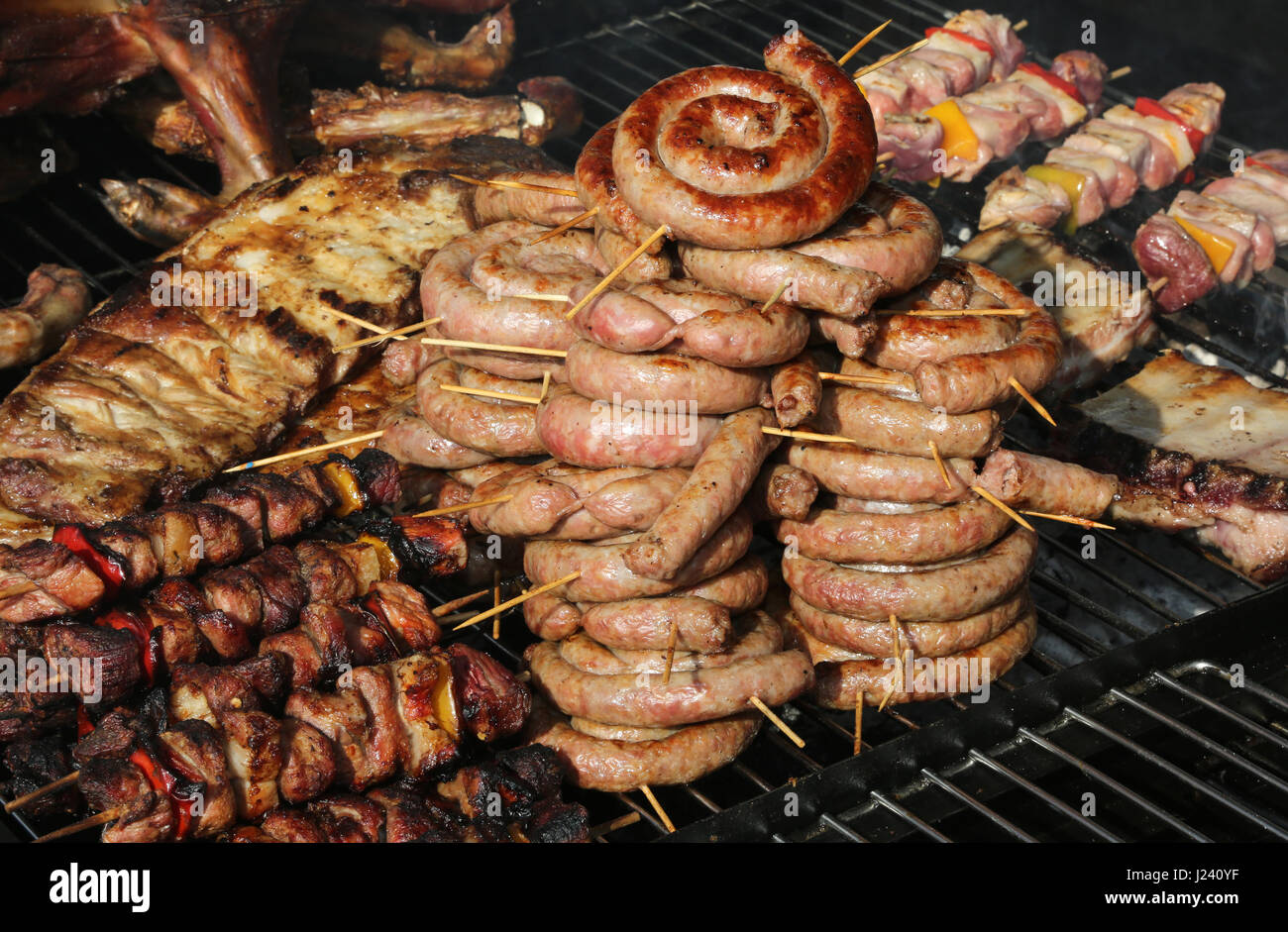 Street food stall selling german sausages hi-res stock photography and ...