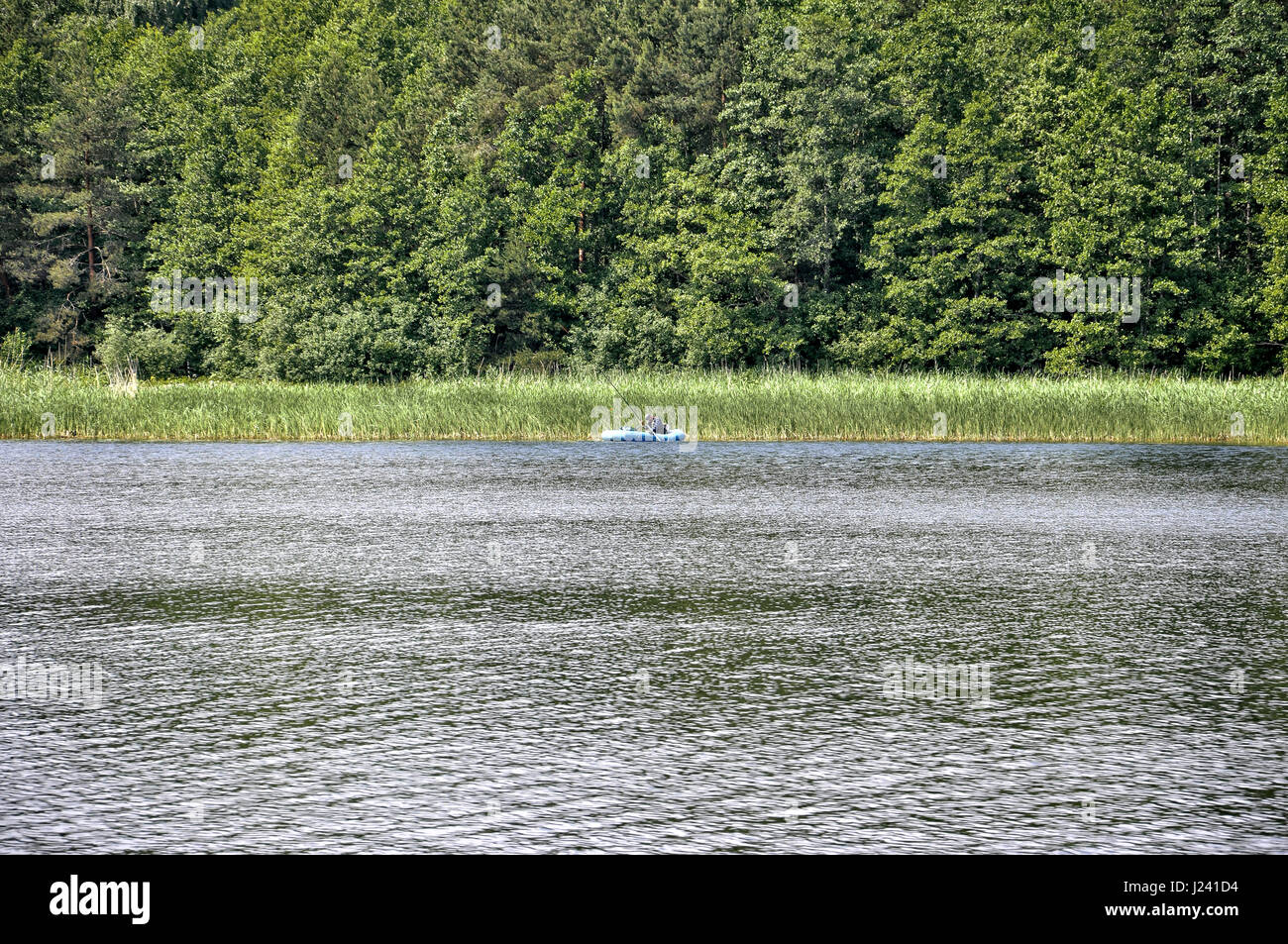 The angler at boat catch fish from the river Stock Photo - Alamy