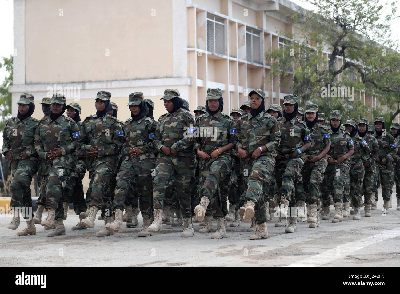 Women soldiers in the Somali Defence forces parade during a ceremony to ...
