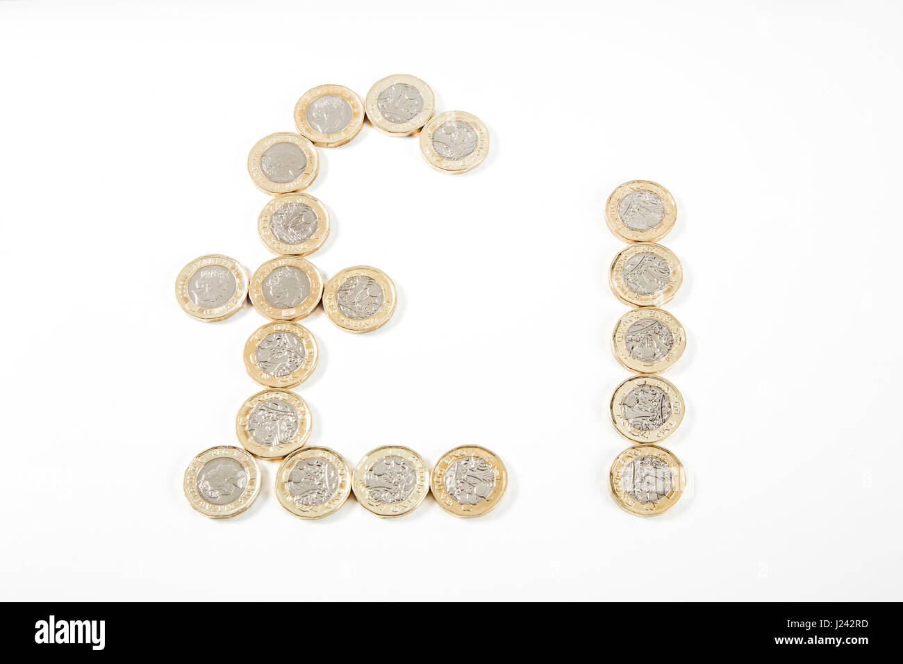 New Pound Coins laid out in the shape similar to a pound sign Stock ...