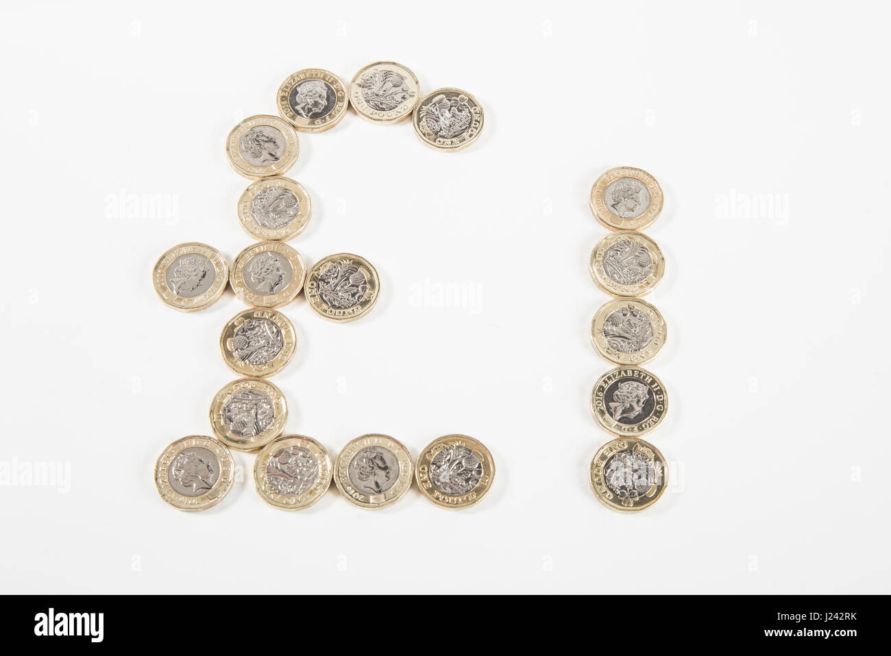 New Pound Coins laid out in the shape similar to a pound sign Stock ...