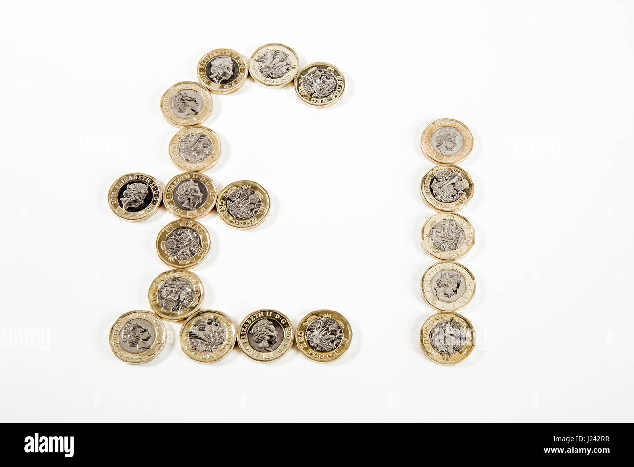 New Pound Coins laid out in the shape similar to a pound sign Stock ...