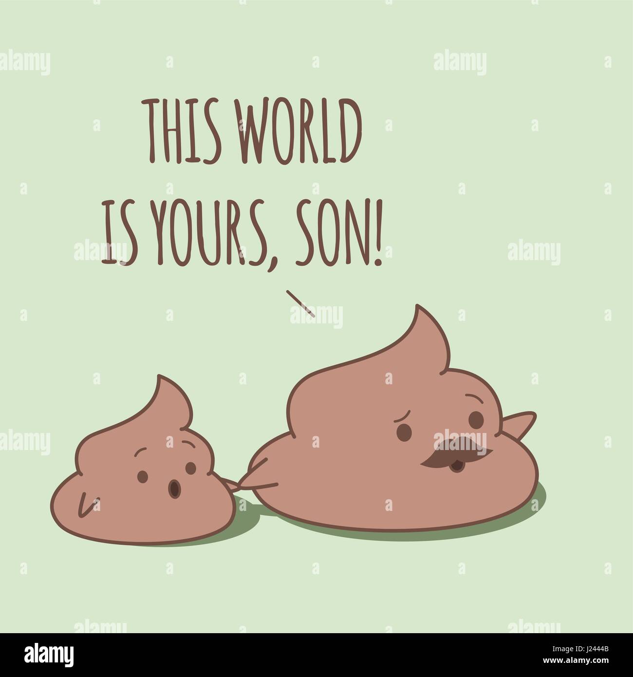 Kawaii poop father admonishes its son. Funny vector illustration about ...