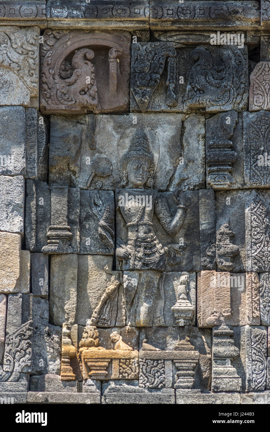Stone craved Bas-relief of Candi Plaosan Complex, Buddhist temple ...