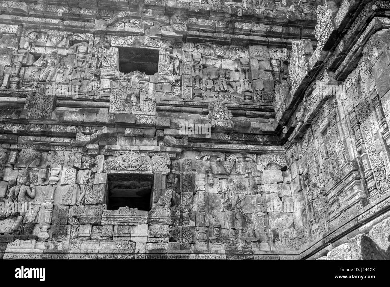 Bas-relief in Candi Plaosan Complex, buddhist temple divided in Plaosan ...