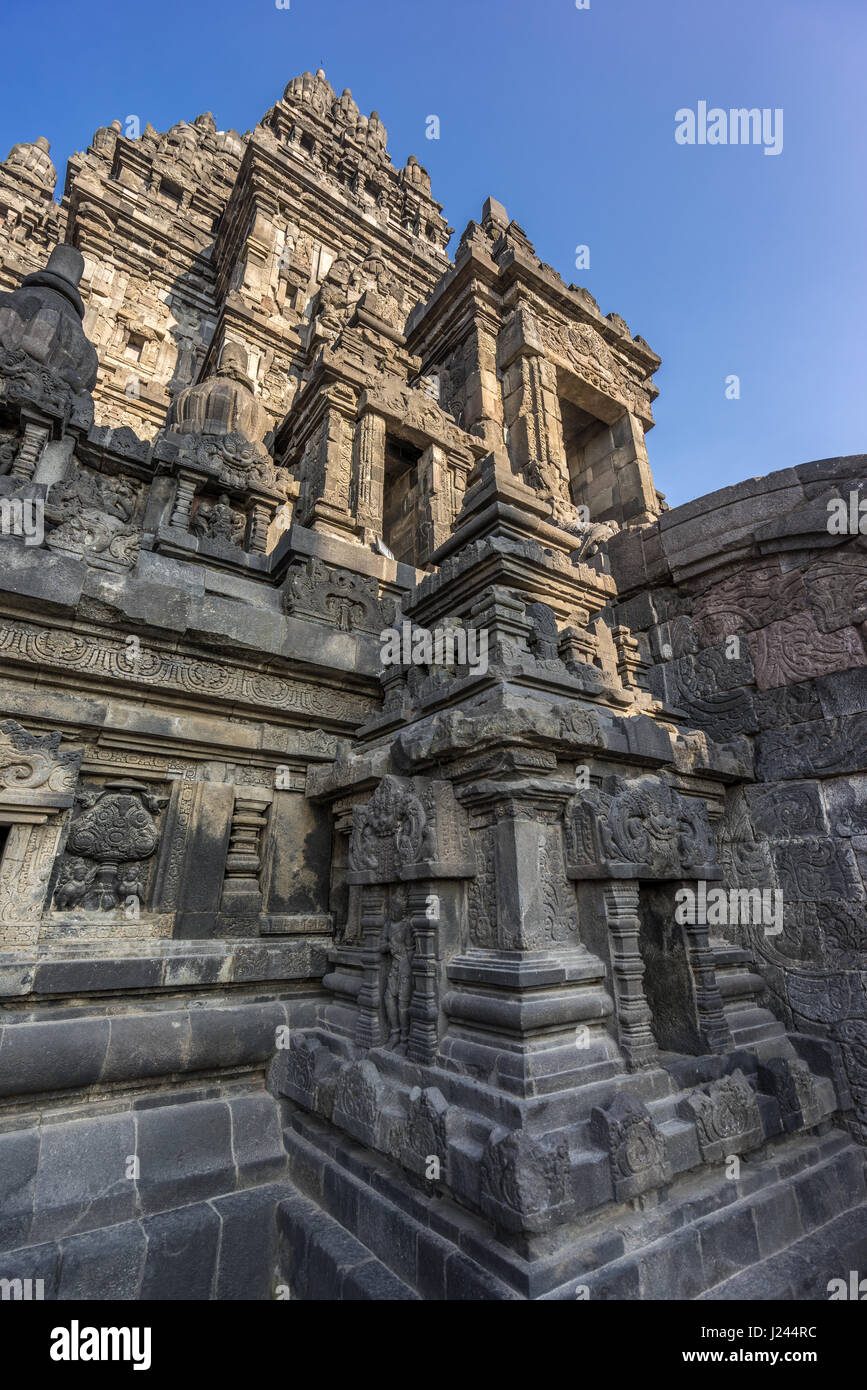 Wide Angle corner view of Candi Siwa Temple in Prambanan complex. 9th ...