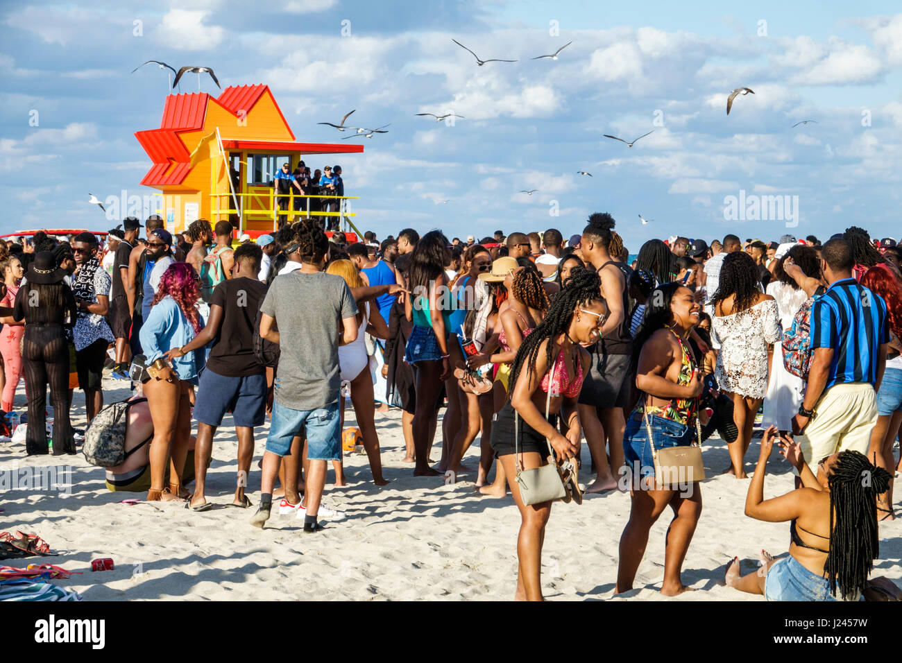 Miami Beach Florida,Spring Break,lifeguard tower,Black Blacks African ...
