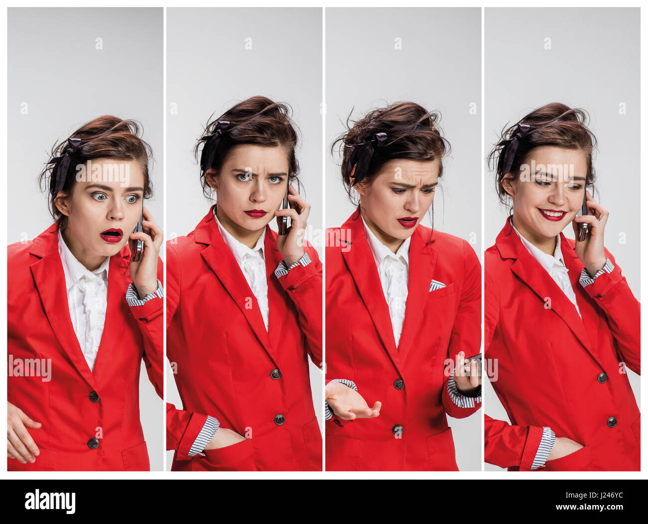 Portrait of beautiful lady with mobile phone Stock Photo - Alamy