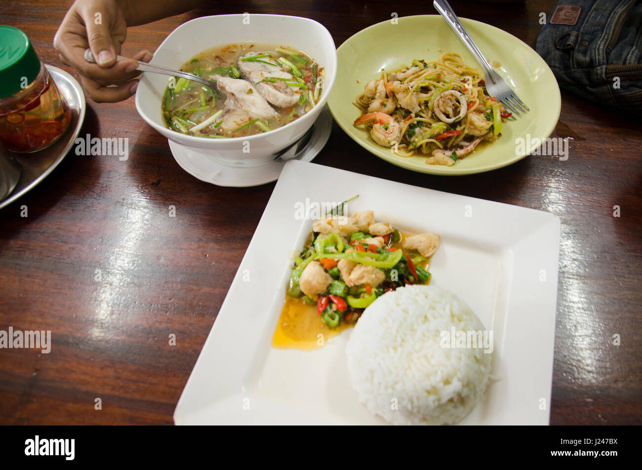 Food set thai style for lunch for two person in restaurant at Thailand ...