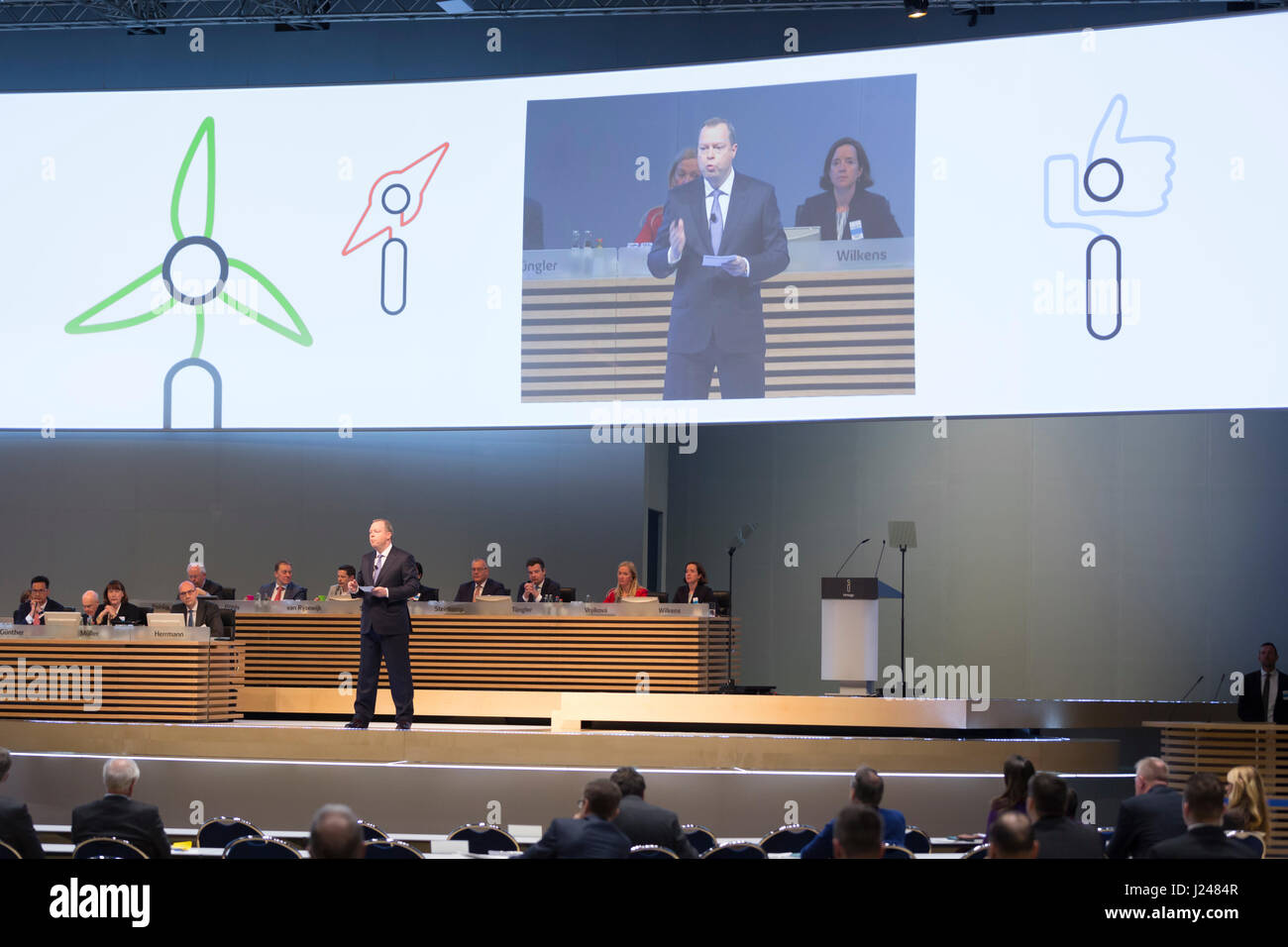 Essen, Germany. 24th Apr, 2017. Innogy SE AGM: Innogy CEO Peter Terium ...