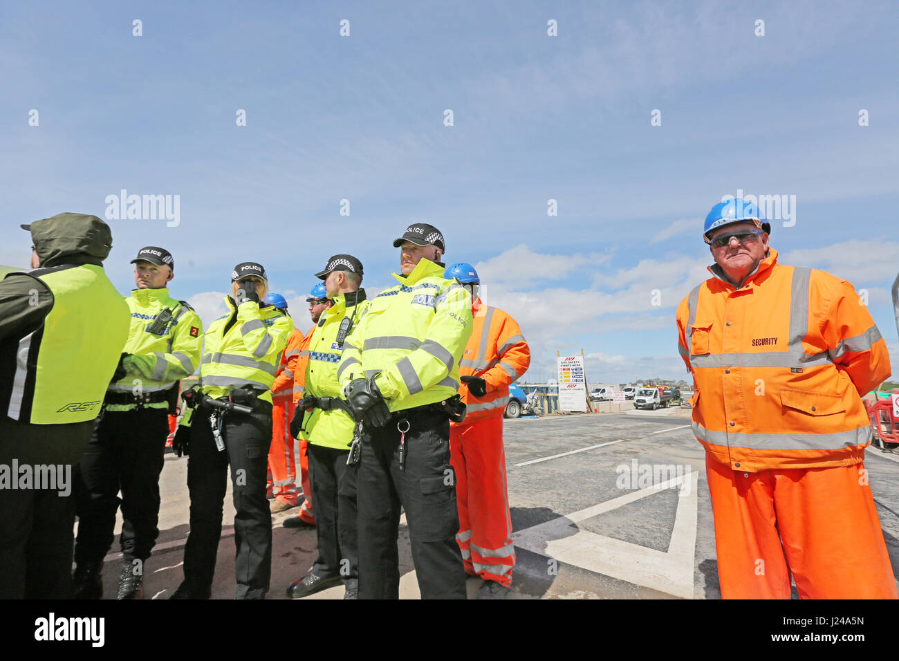 Blackpool, UK. 24th Apr, 2017. police officers stood with security from ...