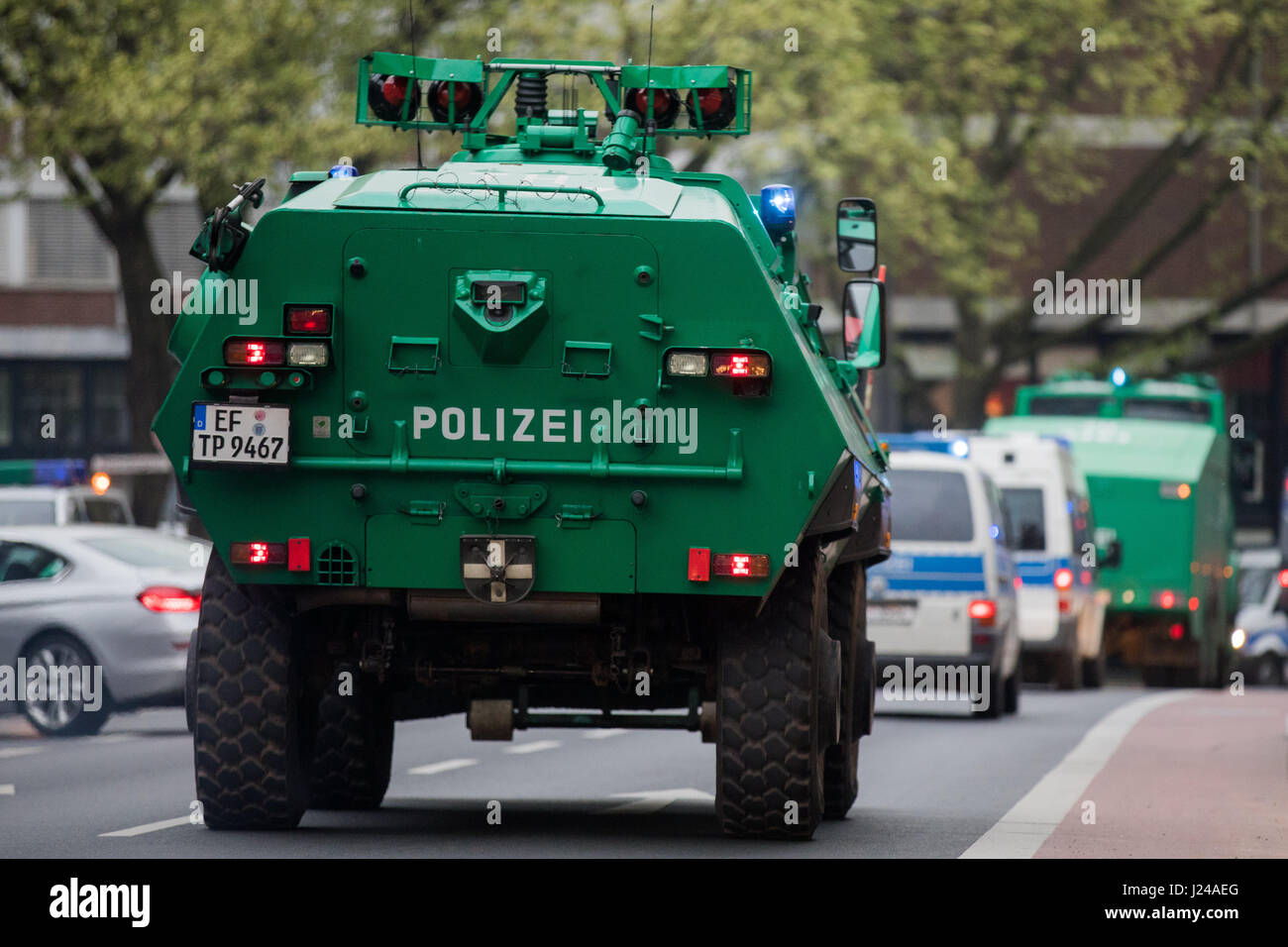 Cologne, Germany. 21st Apr, 2017. Police vehicles on the streets of ...