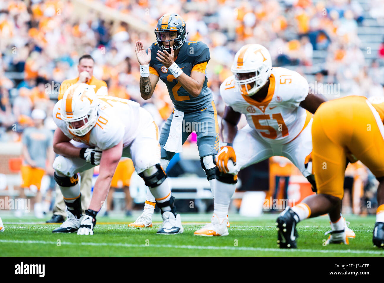 April 22, 2017: Jarrett Guarantano #2 of the Tennessee Volunteers ...