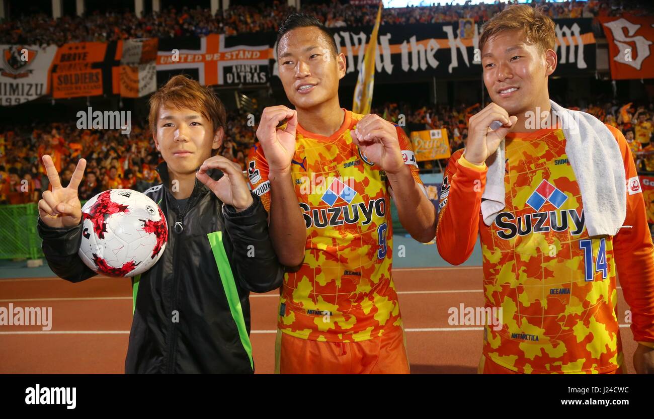Kanagawa, Japan. 21st Apr, 2017. (L-R) Shota Kaneko, Chong Tese, Gakuto ...