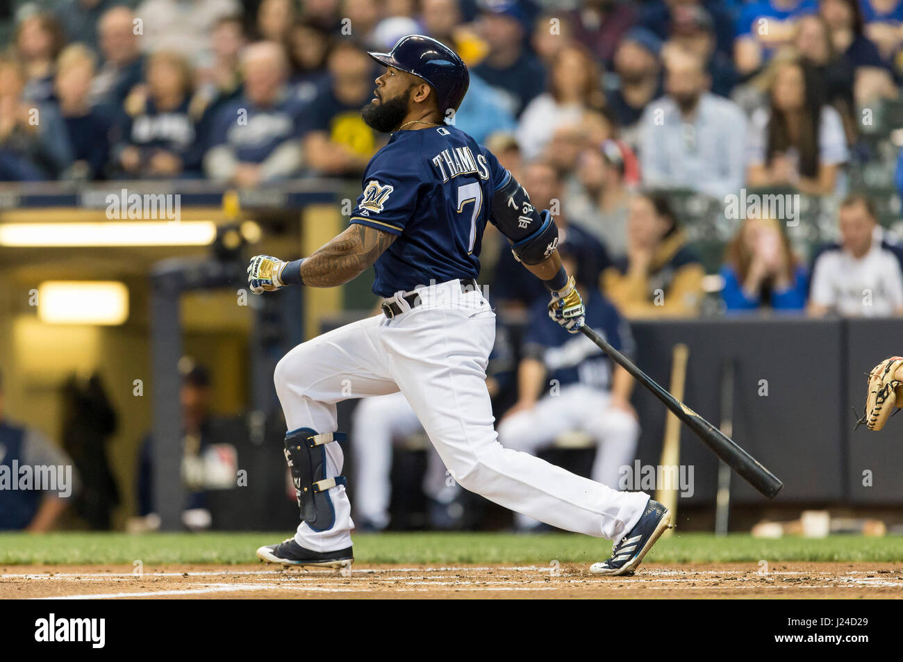 Milwaukee, WI, USA. 24th Apr, 2017. Milwaukee Brewers first baseman ...