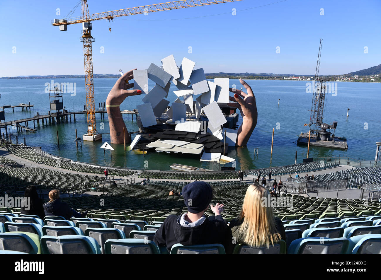 Bregenz, Austria. 21st Apr, 2017. View of the floating stage, where the ...