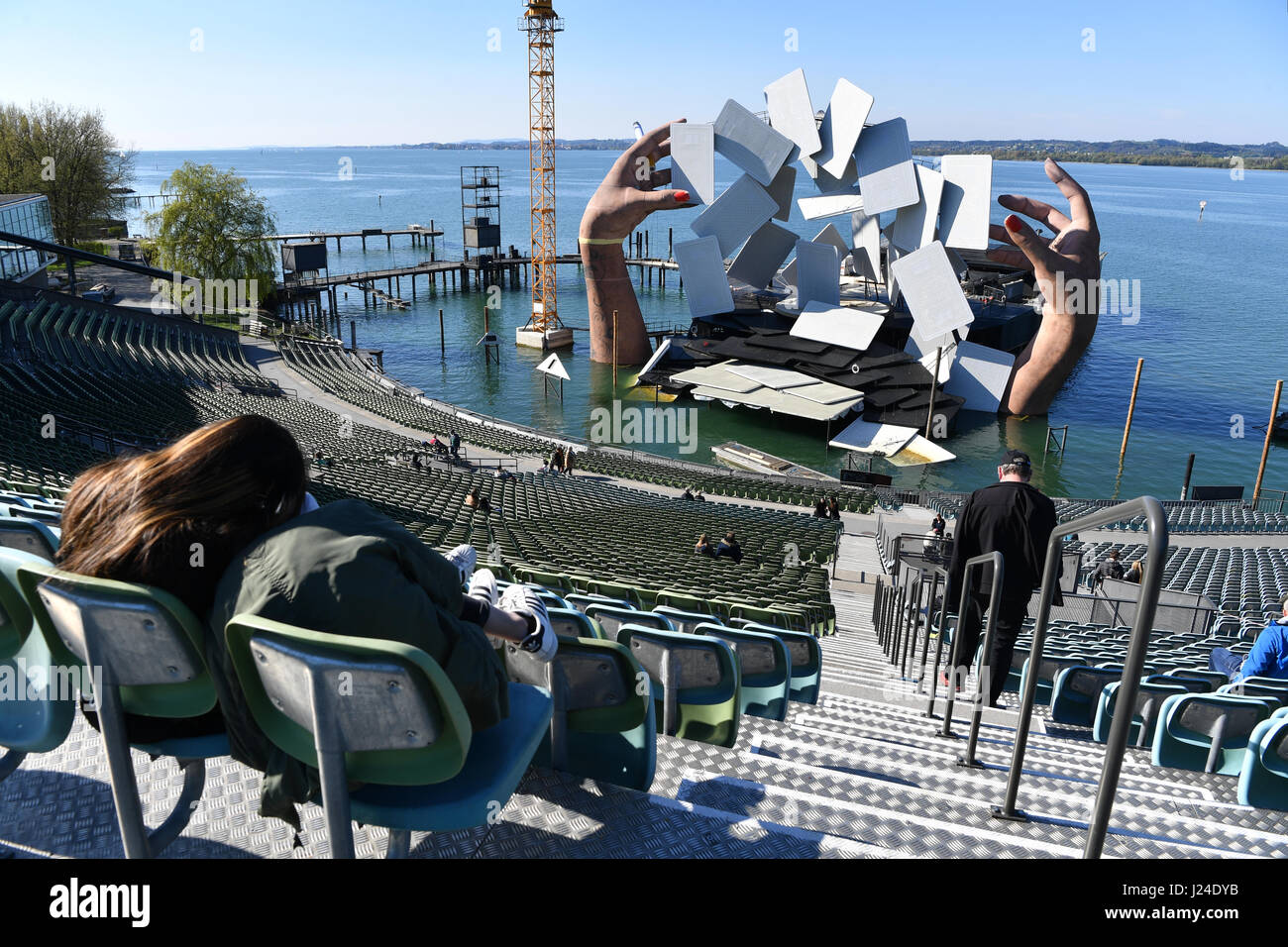 Bregenz, Austria. 21st Apr, 2017. View of the floating stage, where the ...