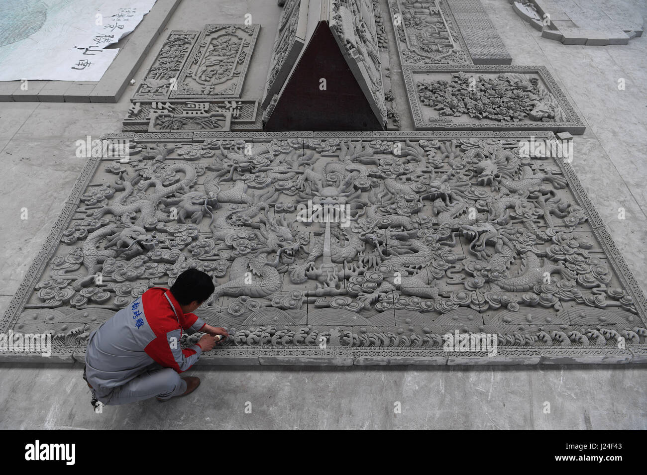 Linxia, China's Gansu Province. 24th Apr, 2017. A brick carving artist ...
