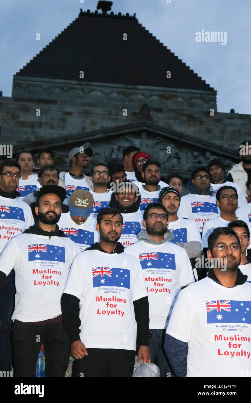 Melbourne Australia. 25th April 2017. Members of the Muslim Ahmaddiyya ...