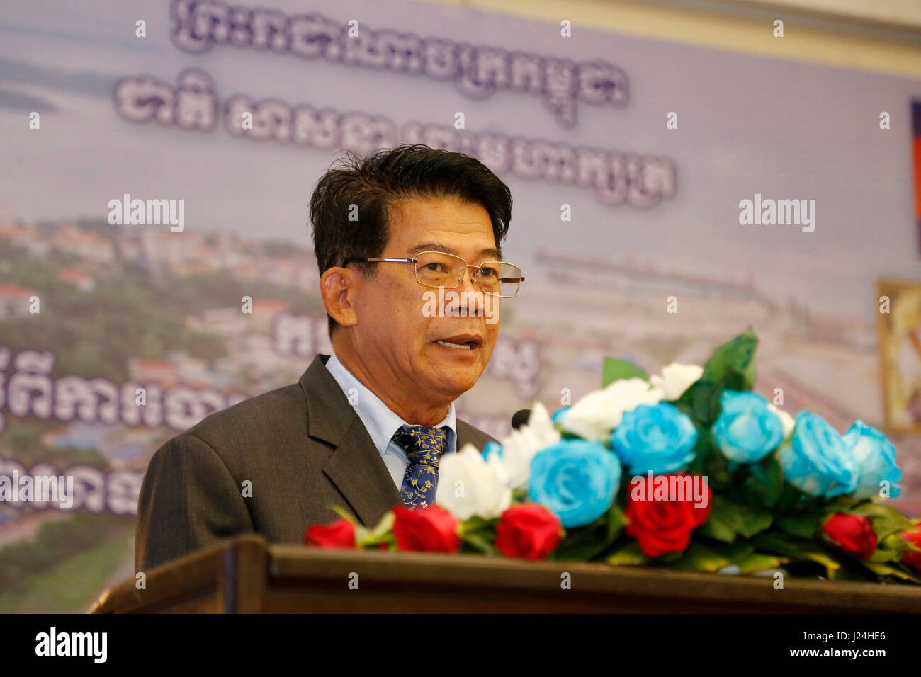 Phnom Penh, Cambodia. 25th Apr, 2017. Lou Kim Chhun, chairman of the ...