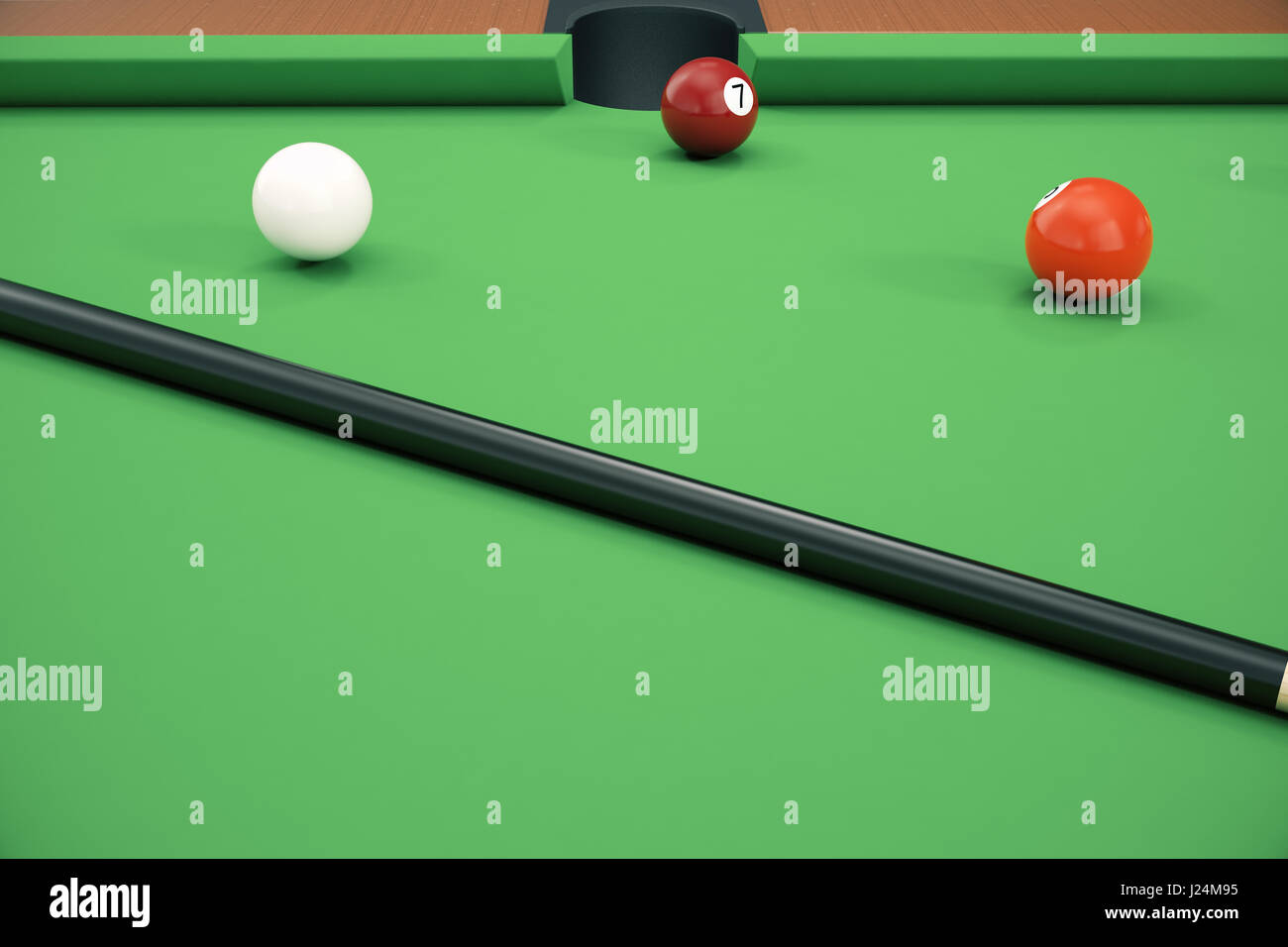 3D illustration pool billiard game. American pool billiard. Pool ...