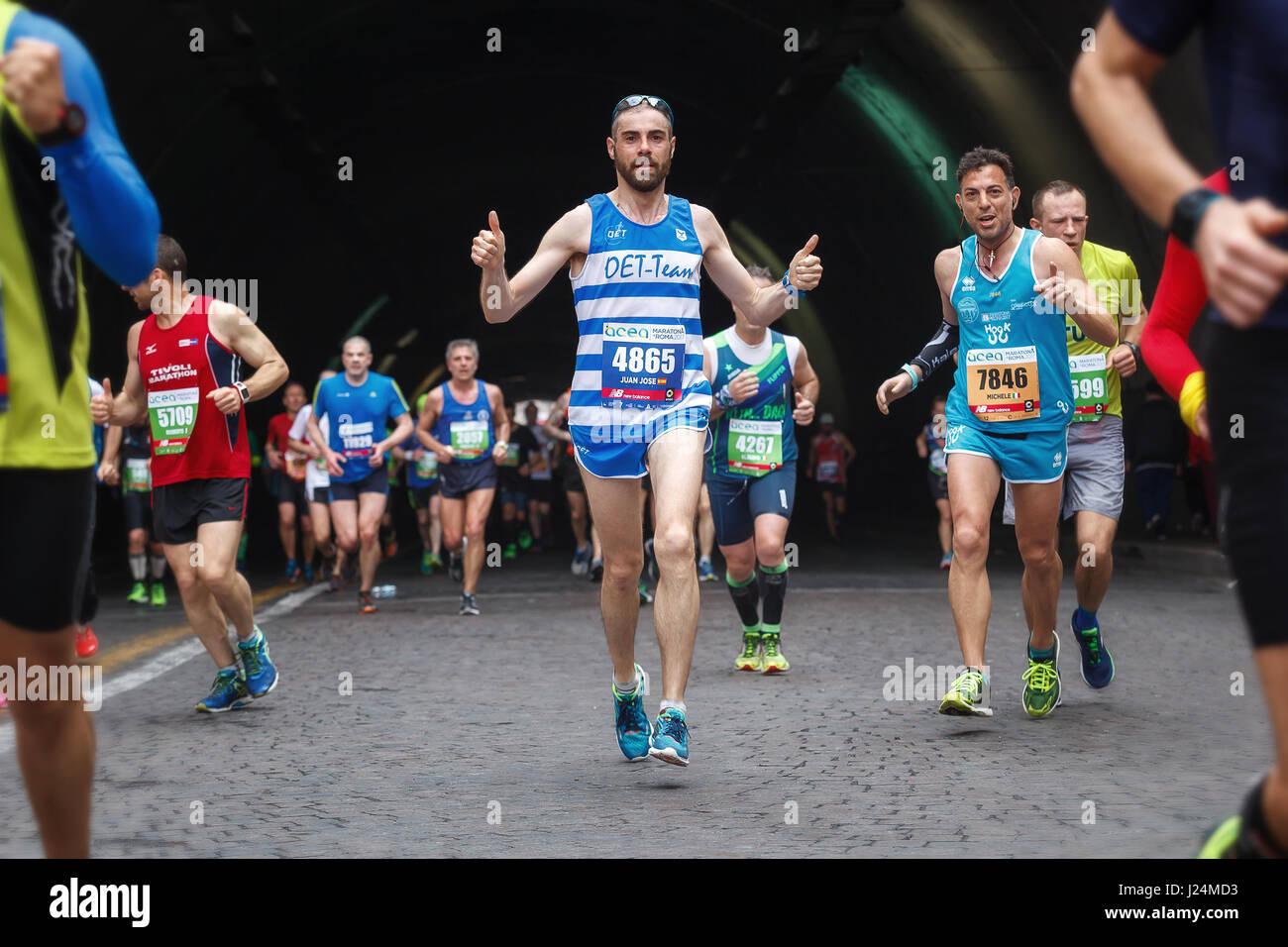 Rome, Italy - April 2nd, 2017: Athletes of the 23rd Rome Marathon to ...