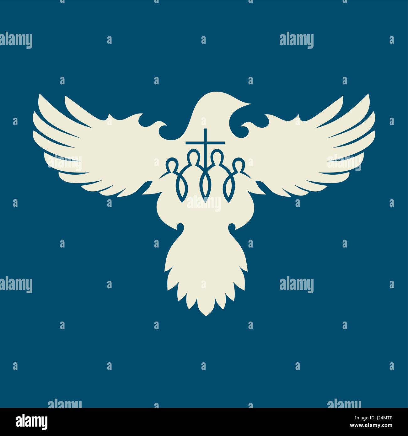 Church logo. Christian symbols. Believers in Christ united by the Holy ...