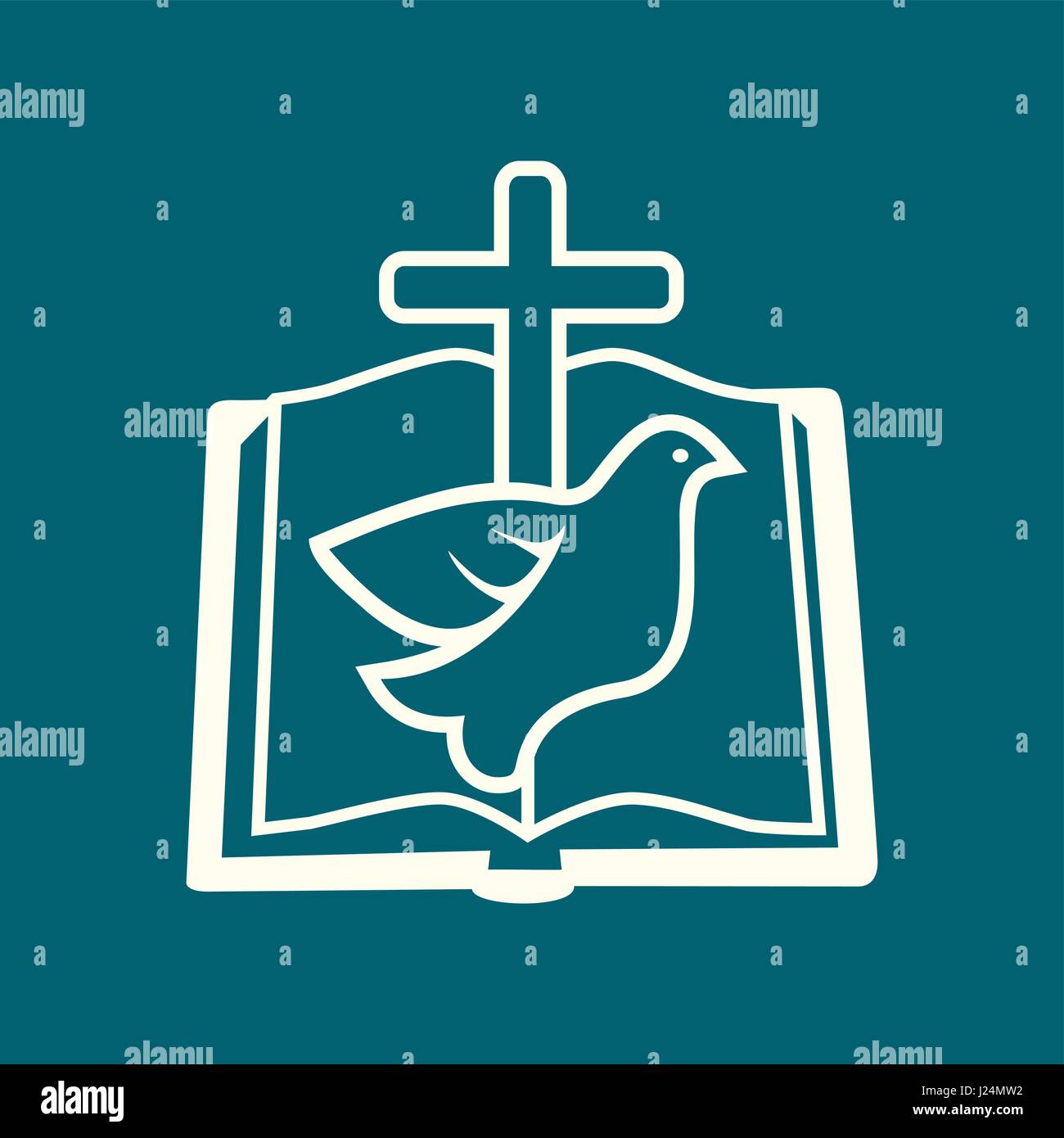 Church logo. Christian symbols. The cross of Jesus, the open bible and ...