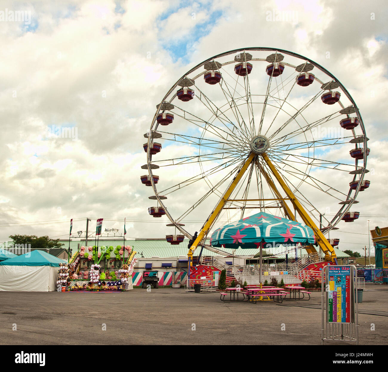 Solvay, New York, USA. August 29, 2015. Before opening on the midway at ...