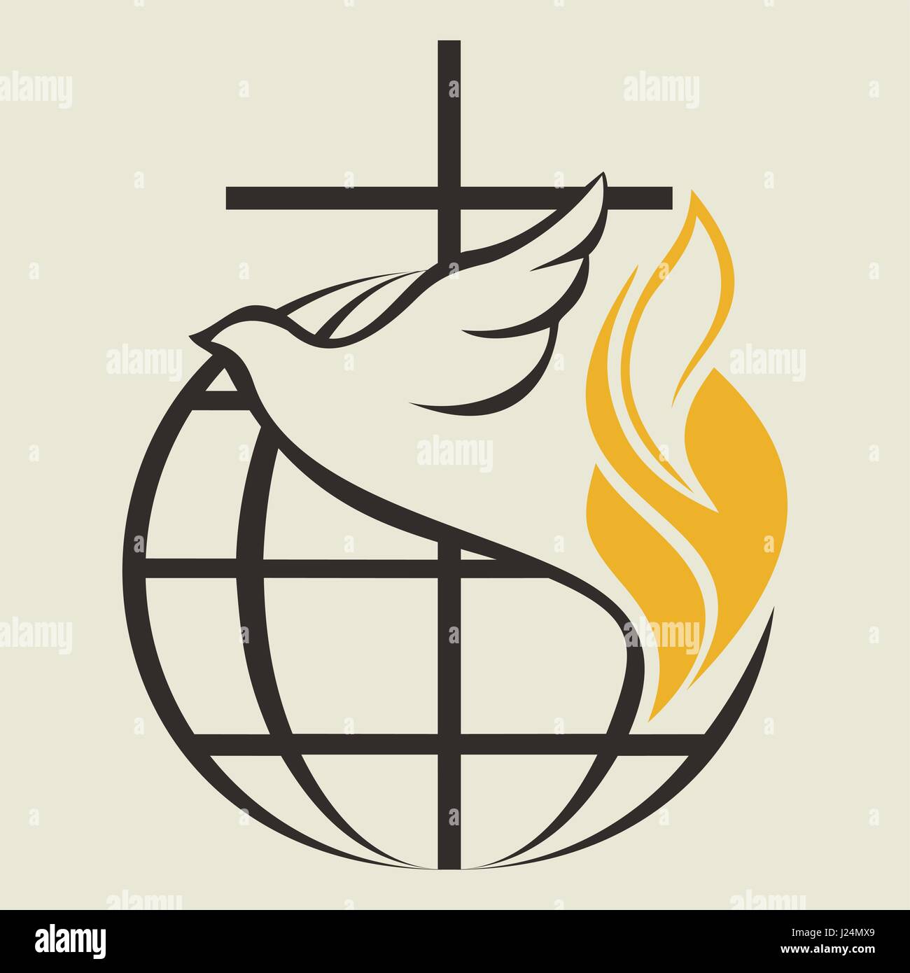 Church logo. Christian symbols. The cross of Jesus, the globe - the ...