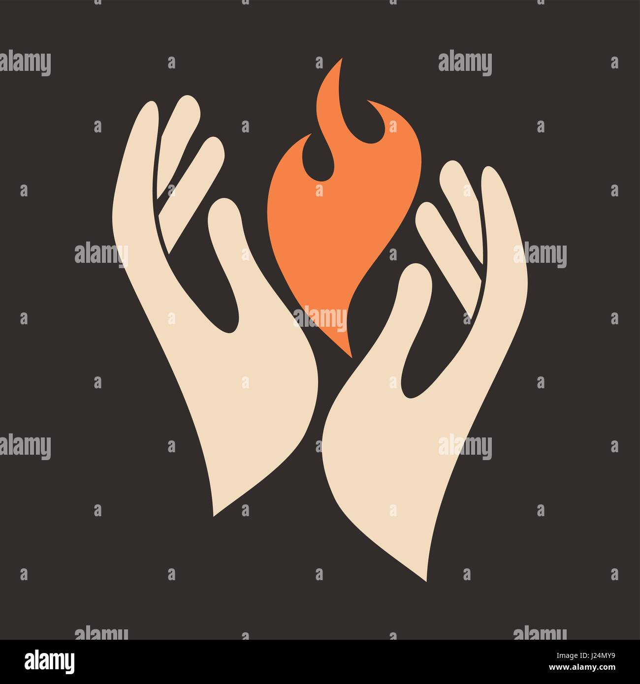 Church logo. Christian symbols. The Hands and the Flame of the Holy ...