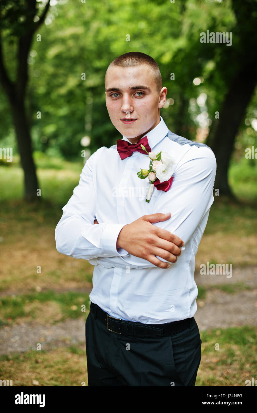 Portrait of young best man boy on wedding Stock Photo - Alamy