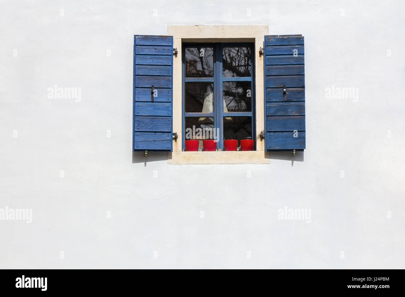 Vintage window open wooden shutters hi-res stock photography and images ...