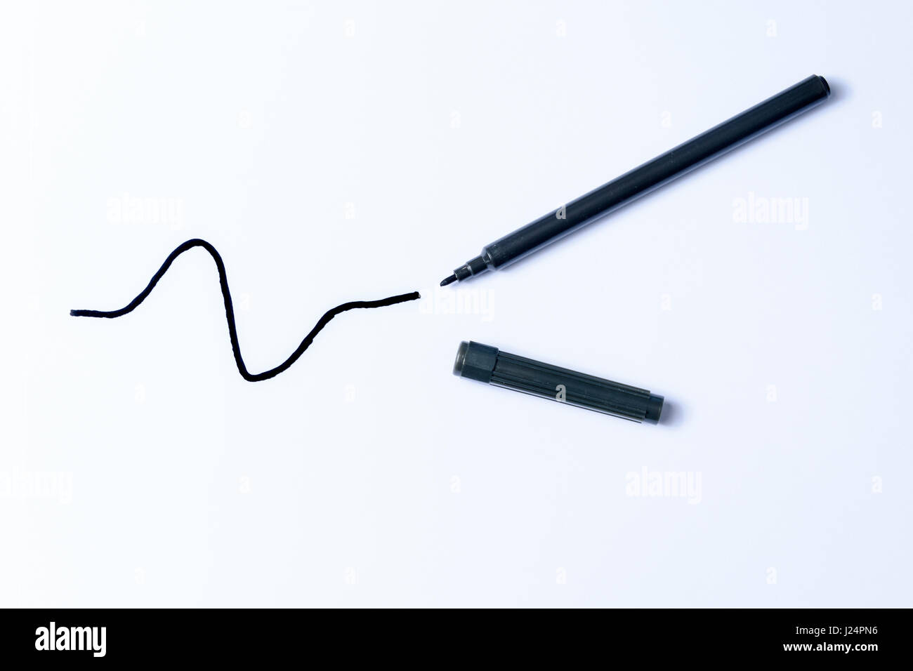 Hand drawn black line and pen isolated on a white background Stock ...