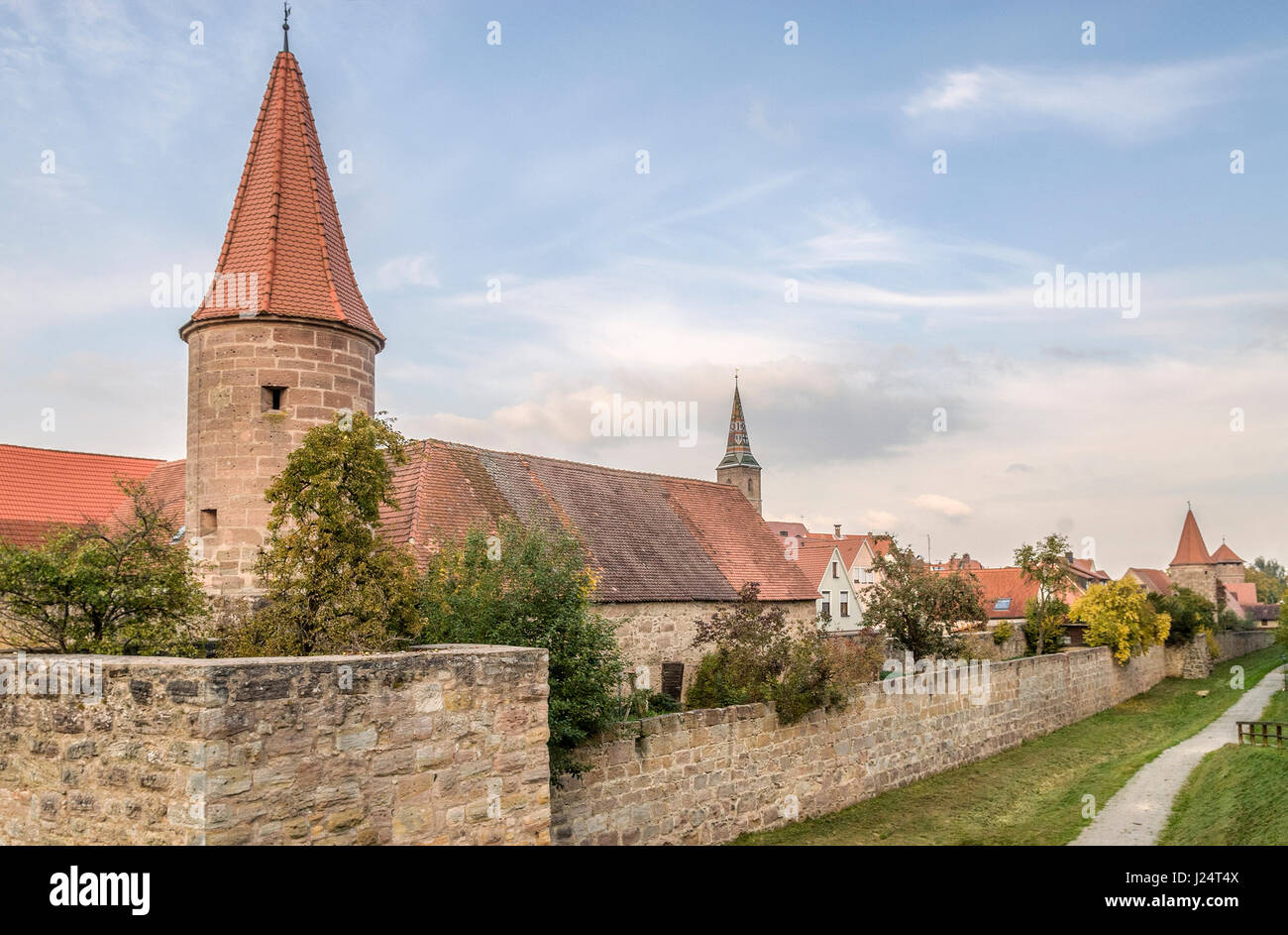 Medieval city walls of Wolframs Eschenbach, Bavaria, Germany ...