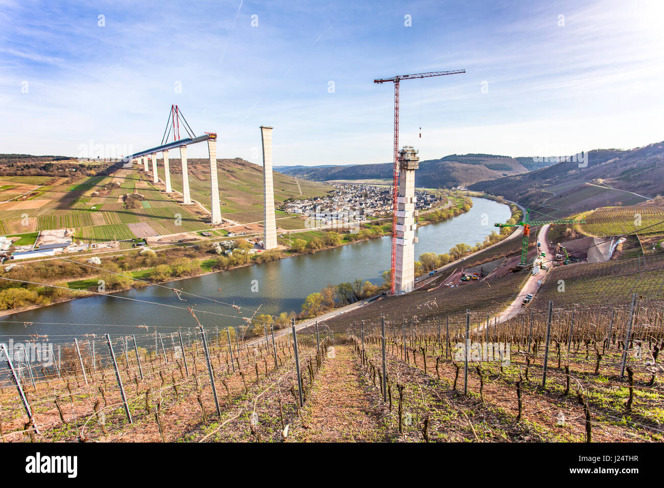 High Moselle Bridge construction side view over the Moselle valley ...
