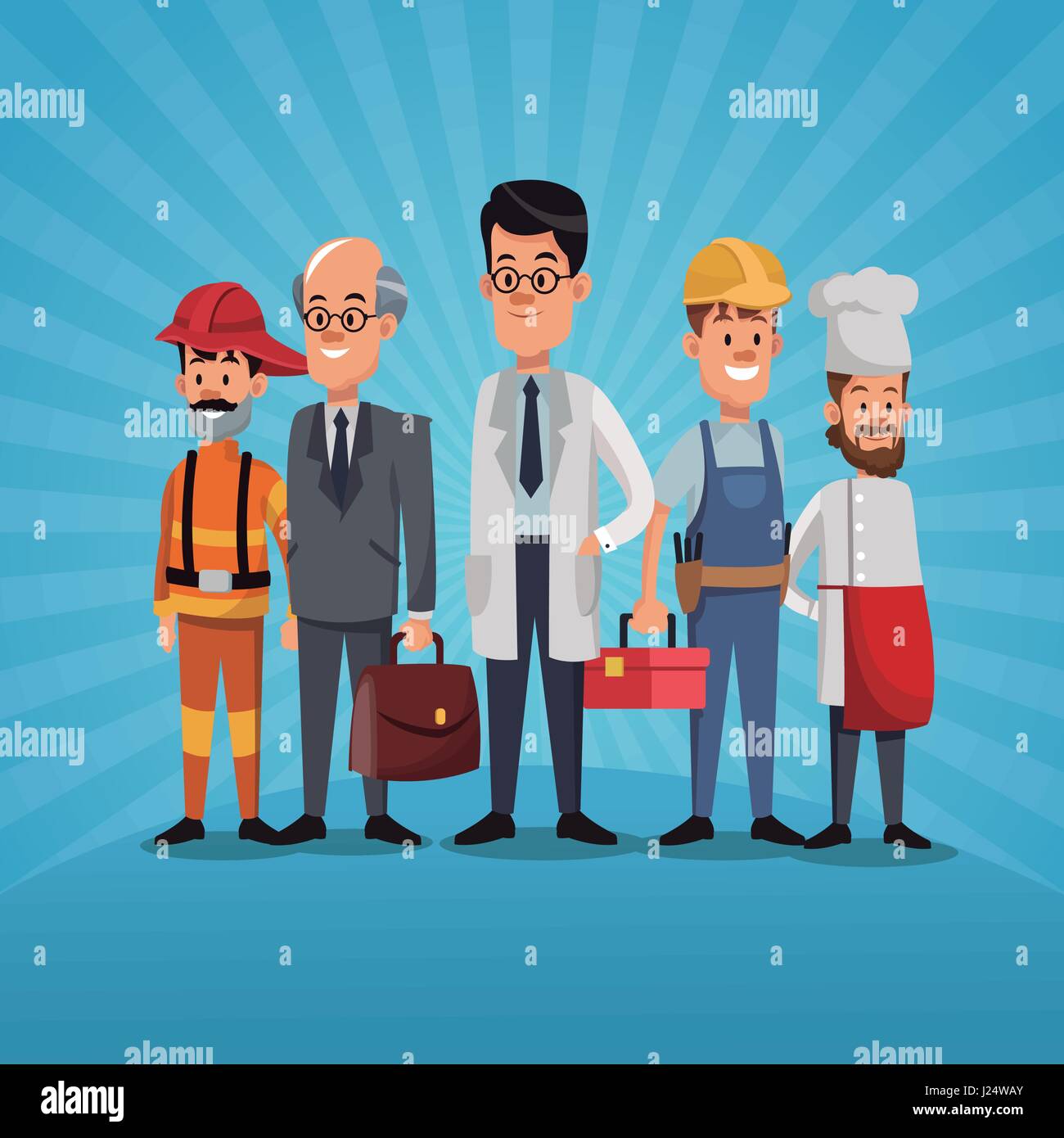 men group differents occupation workers labor day Stock Vector Image ...