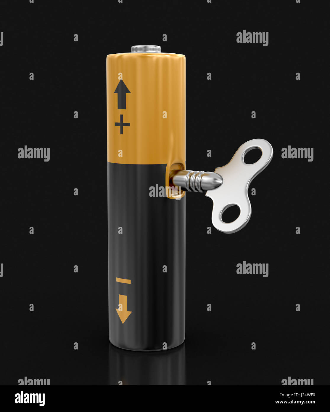Battery with Winding key. Image with clipping path Stock Photo - Alamy
