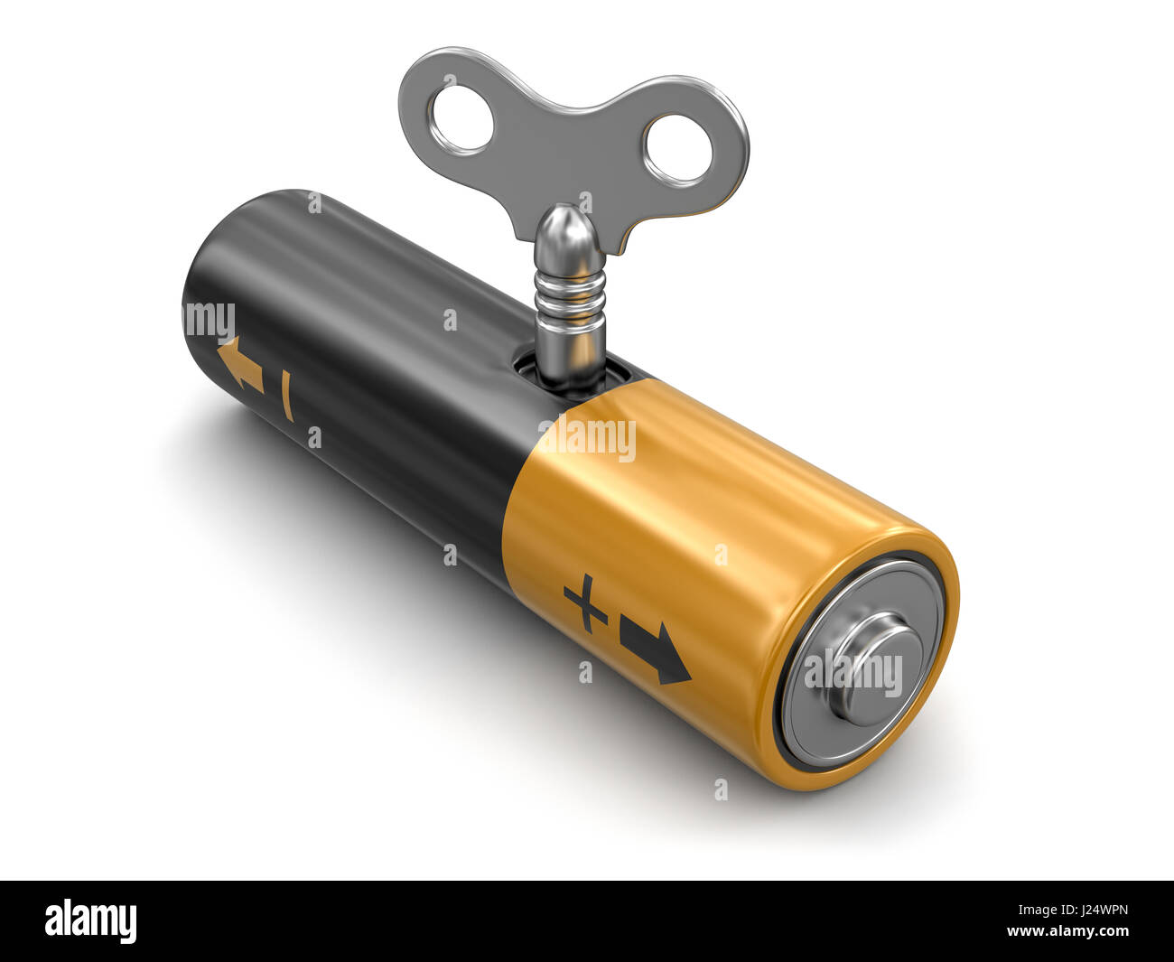 Battery with Winding key. Image with clipping path Stock Photo - Alamy