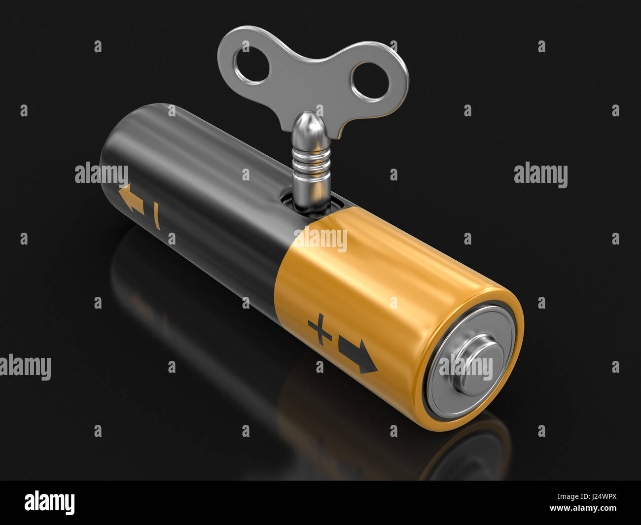 Battery with Winding key. Image with clipping path Stock Photo - Alamy