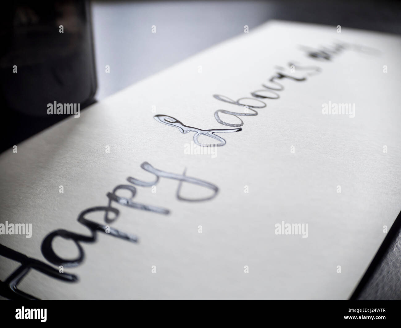 Happy labour's day calligraphy and lattering post card. Left view Stock ...