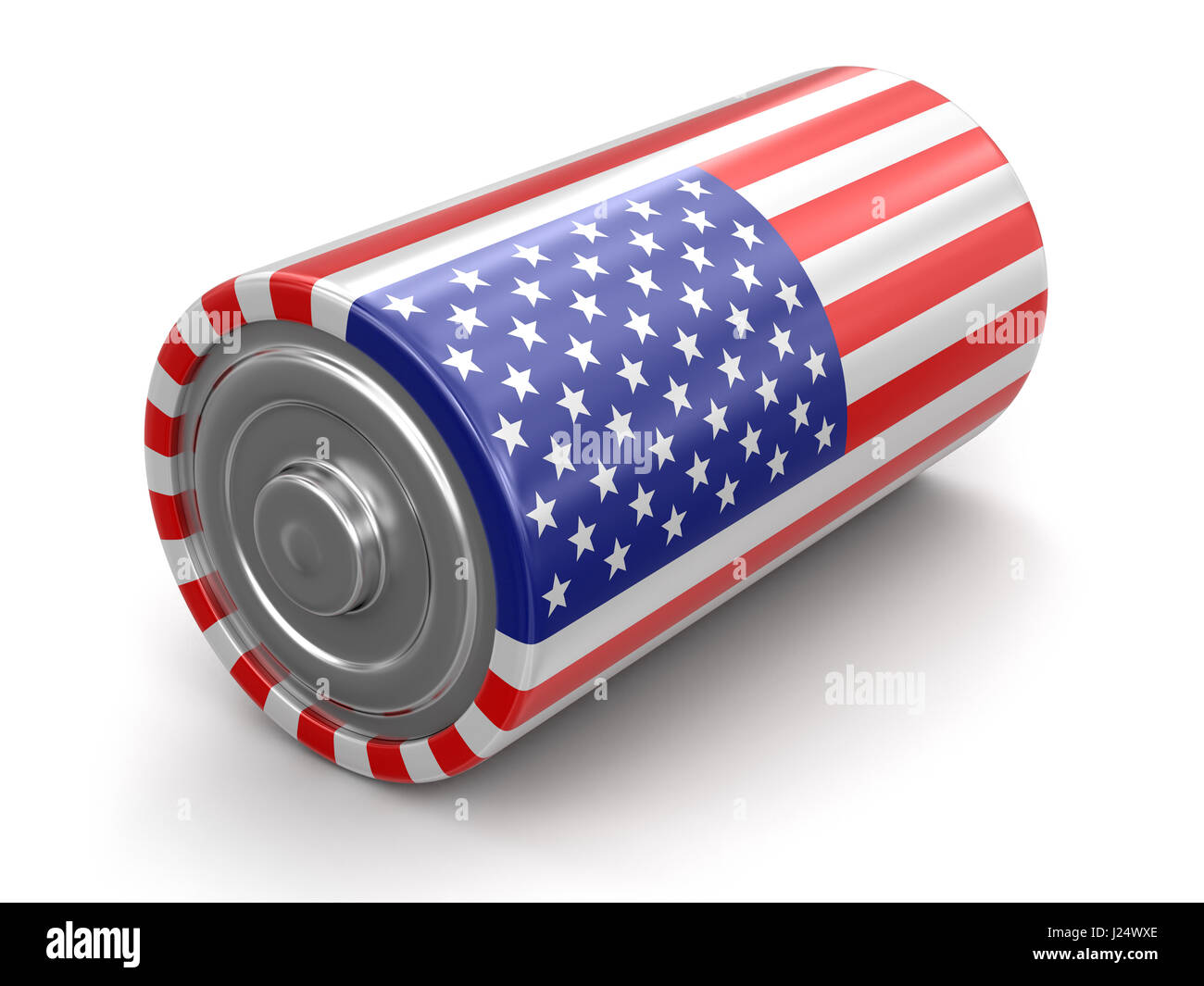 Battery with USA flag. Image with clipping path Stock Photo - Alamy