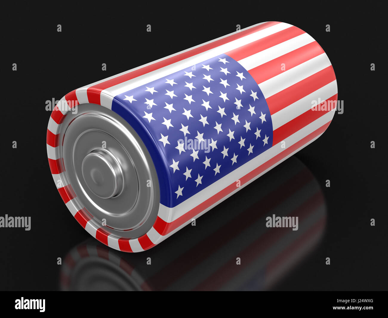 Battery with USA flag. Image with clipping path Stock Photo - Alamy