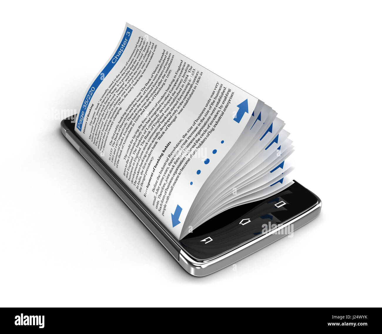 Touchscreen smartphone and business books. Image with clipping path ...