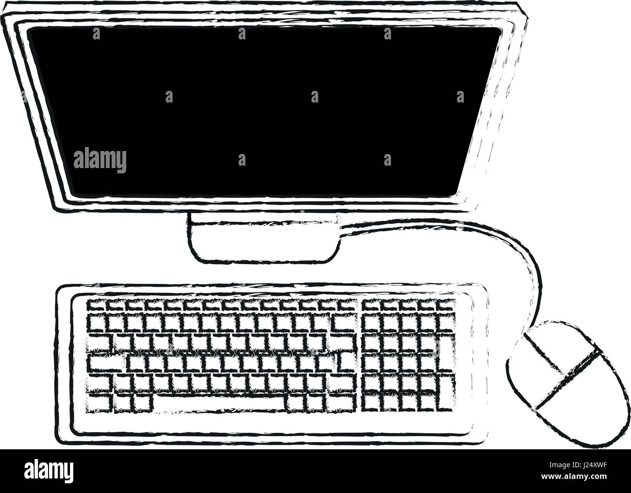 desk computer with keyboard and mouse icon image Stock Vector Image ...