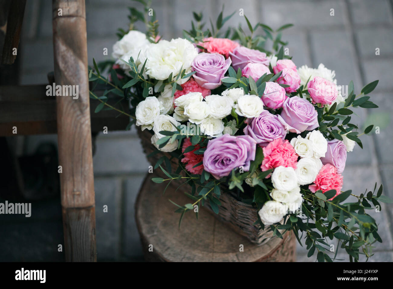 Wedding decor. beautiful flower composition of fresh flowers. concept ...