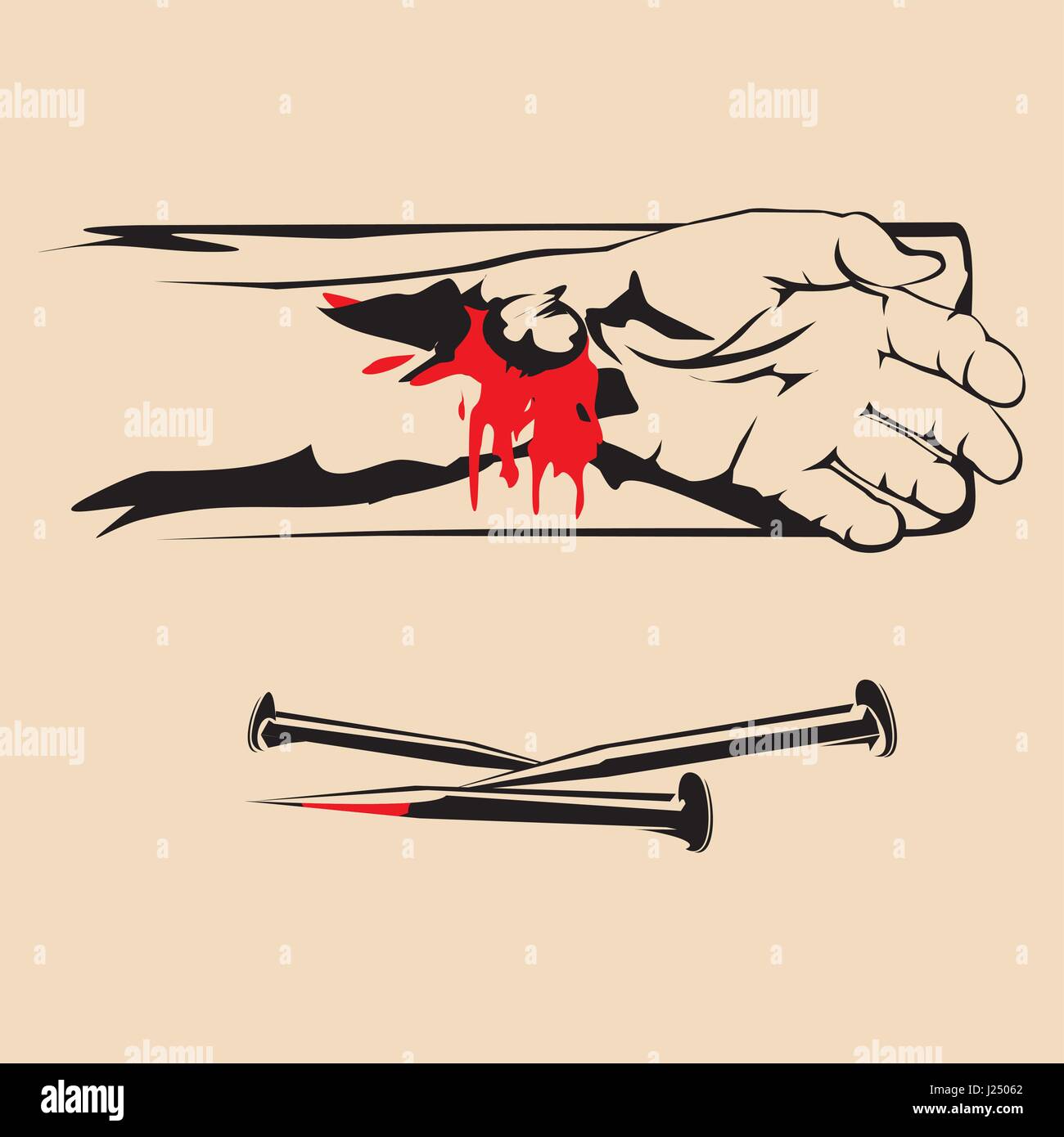 The Crucified Hand Of Jesus And The Piercing Nails Stock Vector Image